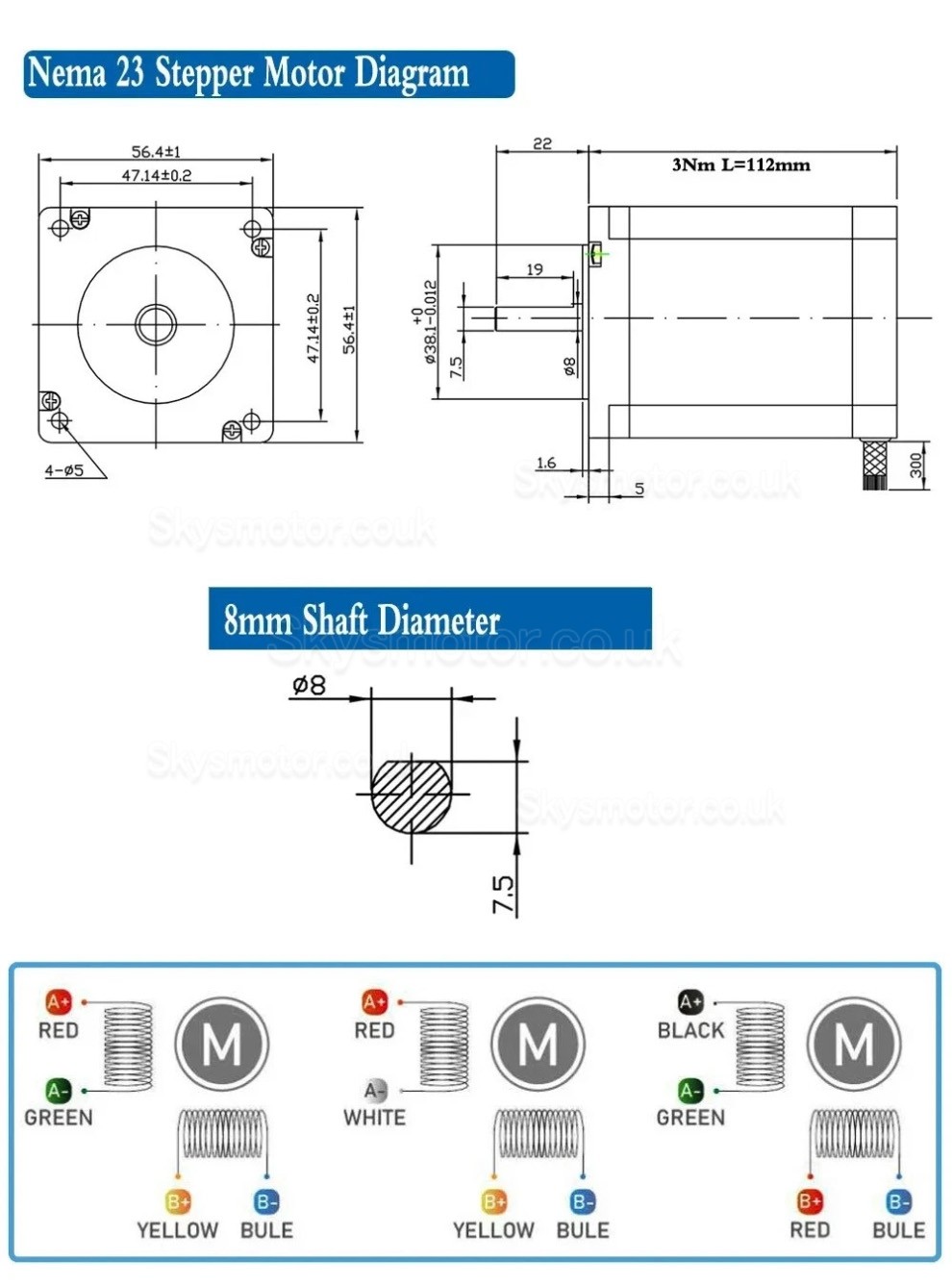 3 Axis CNC Kit with 3Nm Nema 23 Stepper Motor & Motor Driver & Power ...