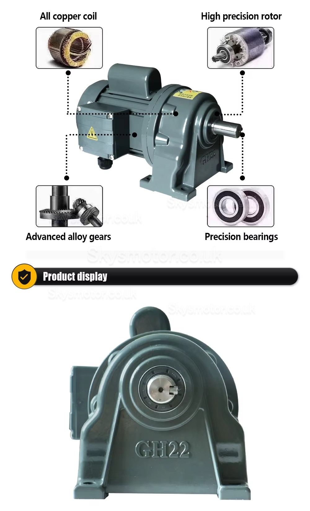220V 400W Single Phase AC Gear Motor GH-22-400W with Ratio 5:1/ 30:1 ...