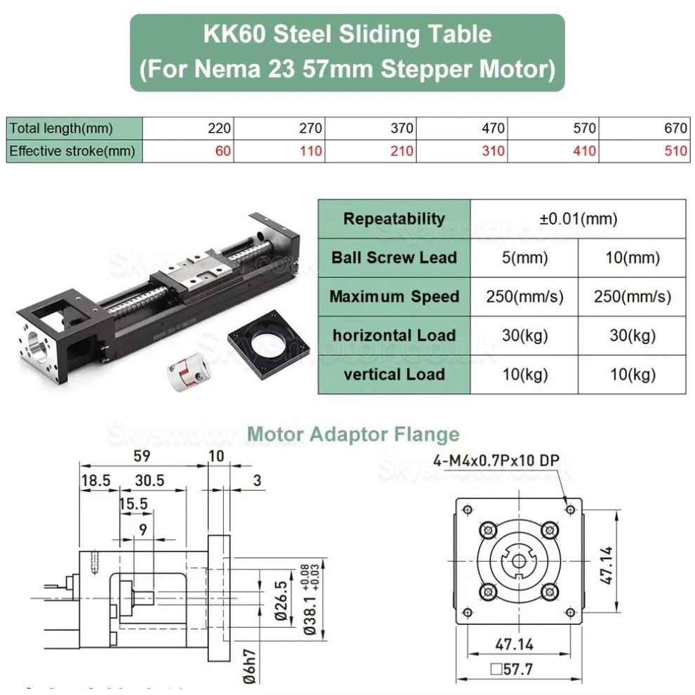 Linear Slide Module OSP001617 CNC Sliding Table Fit Nema23, 34 Stepper ...