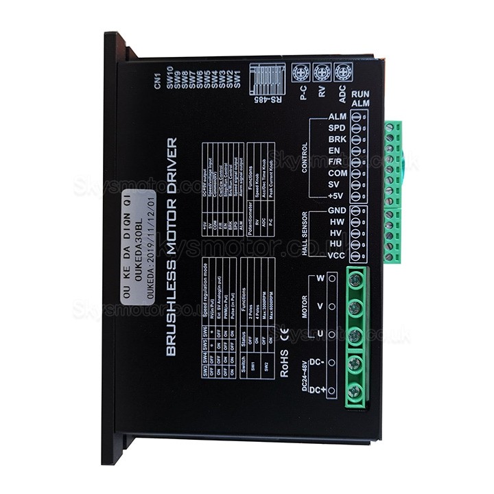 24-48V 850W Brushless DC Motor Driver Controller OUKEDA30BL 30A for ...